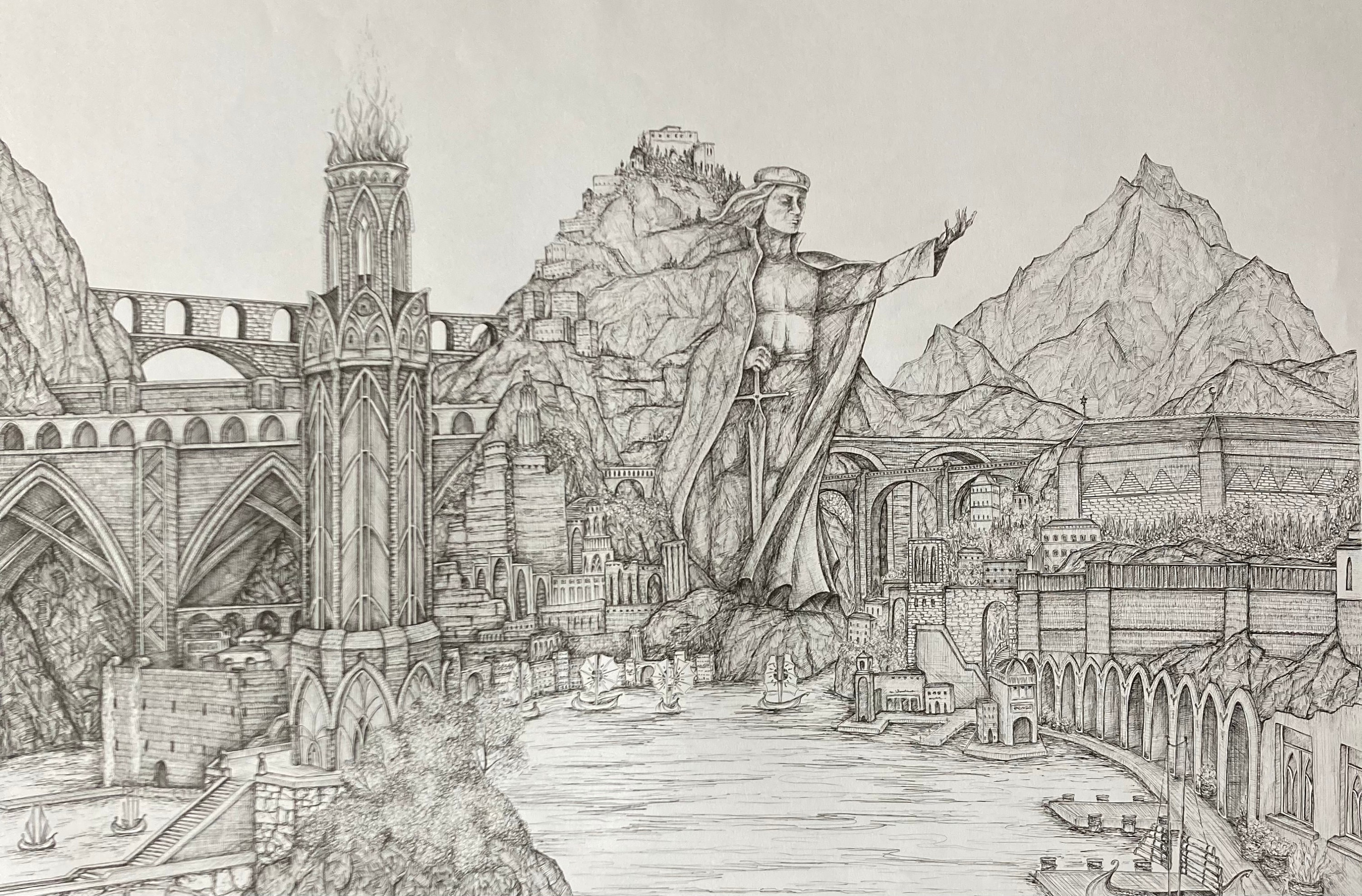 Original Drawing of J.R.R. Tolkien’s Númenor - Etsy