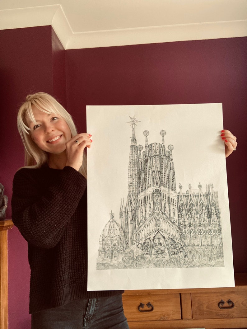 Original Drawing of Basilica De La Sagrada Familia - Etsy