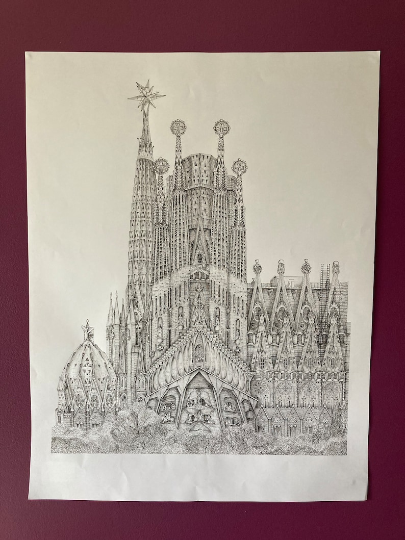 Original Drawing of Basilica De La Sagrada Familia - Etsy