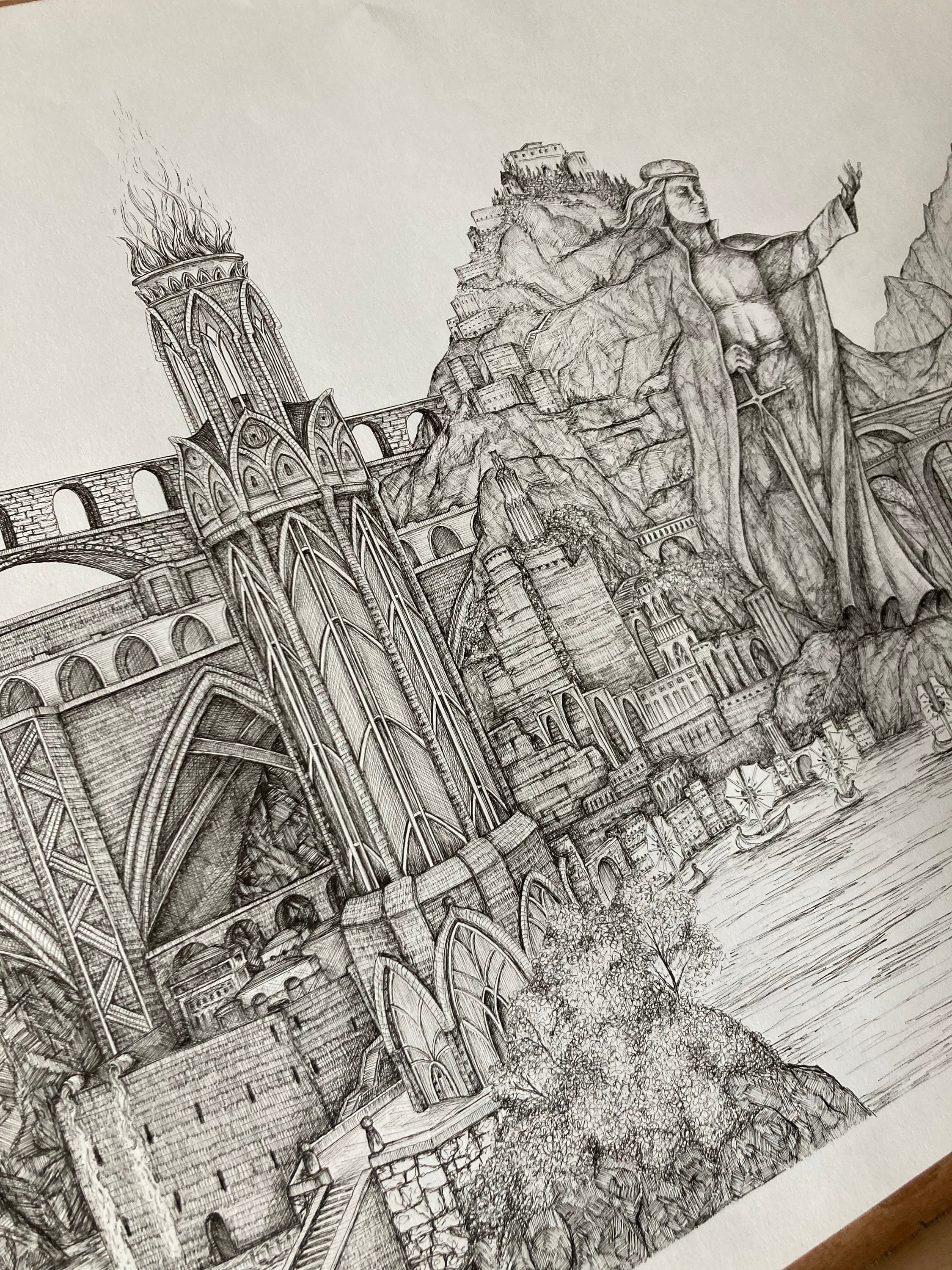 Original Drawing of J.R.R. Tolkien’s Númenor - Etsy