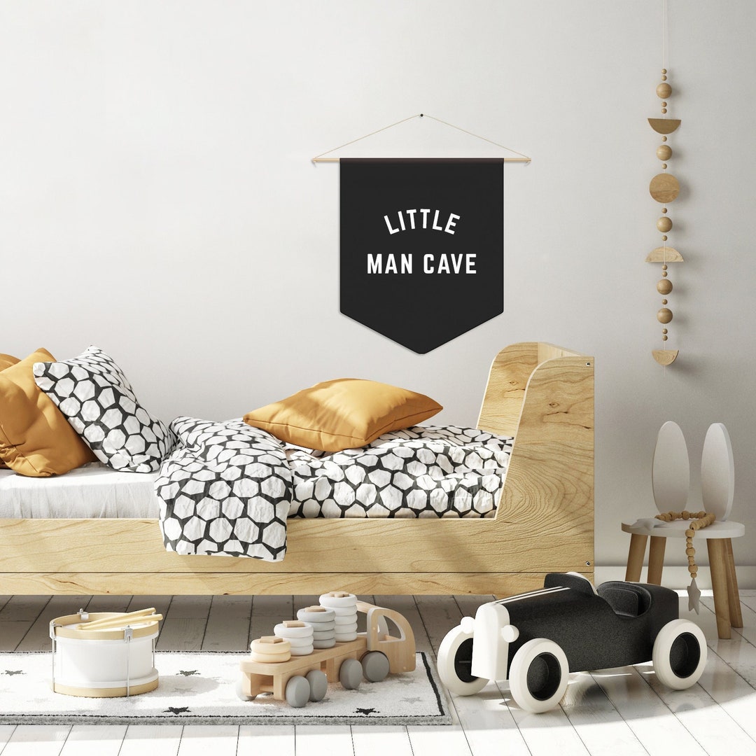 Little Man Cave Sign Flag Banner, Boys Room Decor, Boys Nursery Decor ...