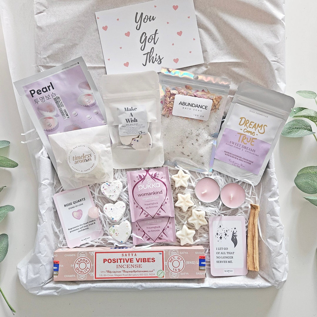 POSITIVE VIBES Birthday Gift Box for Friend, Spiritual Pamper Hamper ...