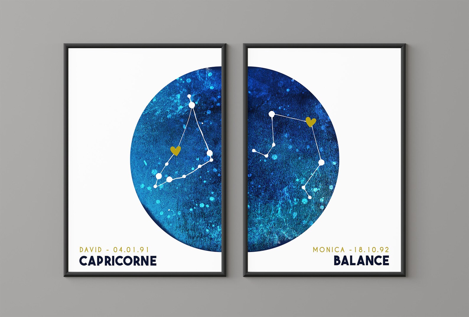 Personalized Astrological Sign Poster, Couple Gift With First Names and ...