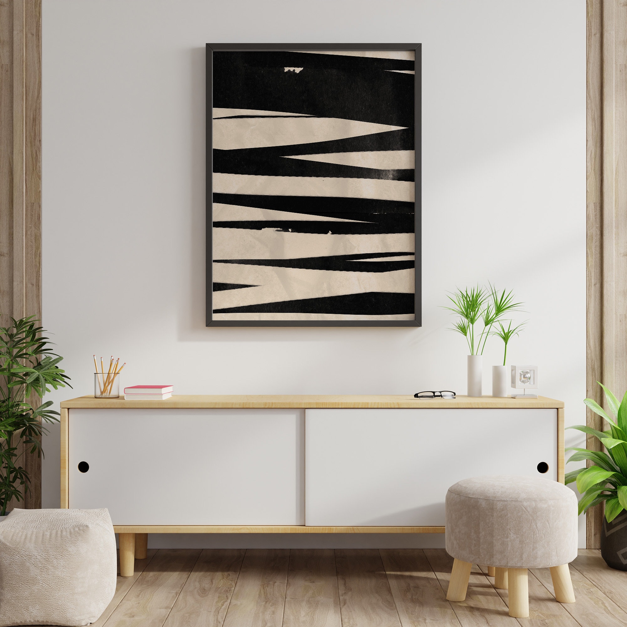 Black and White Graphic Poster, Unique Handmade Large Format Poster ...