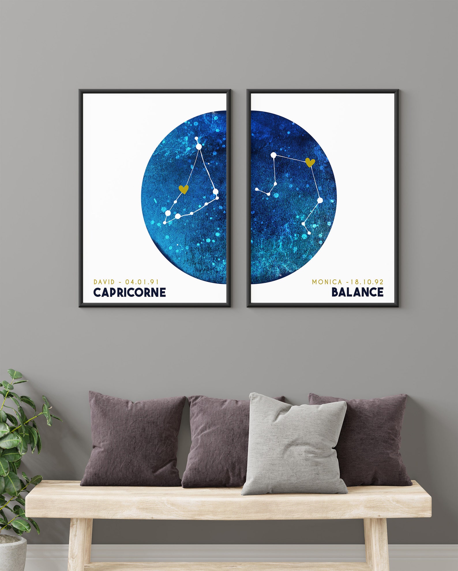 Personalized Astrological Sign Poster, Couple Gift With First Names and ...
