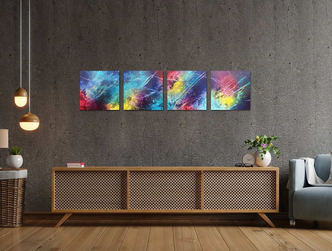 POPOPOPOP Square Deco Painting Acrylic Painting Set of 4 Canvases ...
