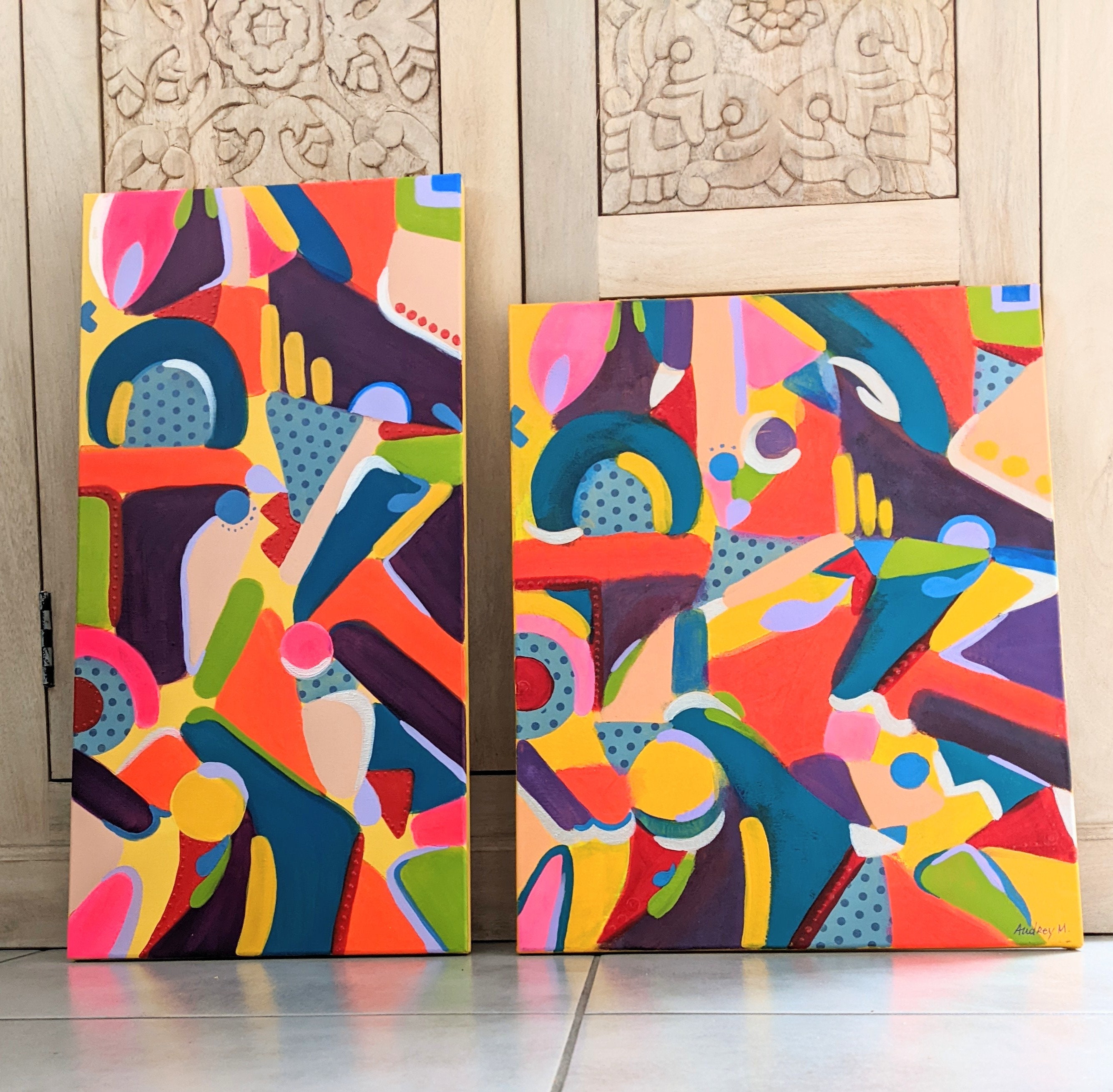 LILA Tableau Personnalisé Fait Main Art Abstrait - Etsy