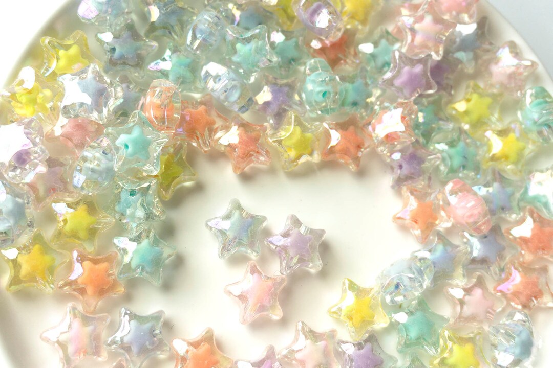 Pastel Star Beads Double Layer Acrylic Rainbow Star - Etsy