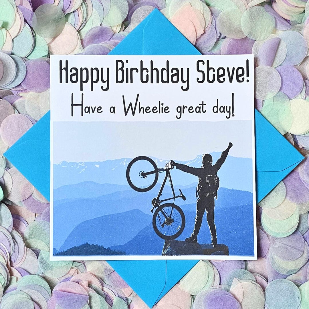 Hand Illustrated, Fun Scenic Bike Ride 6x6 Birthday Card Perfect for ...