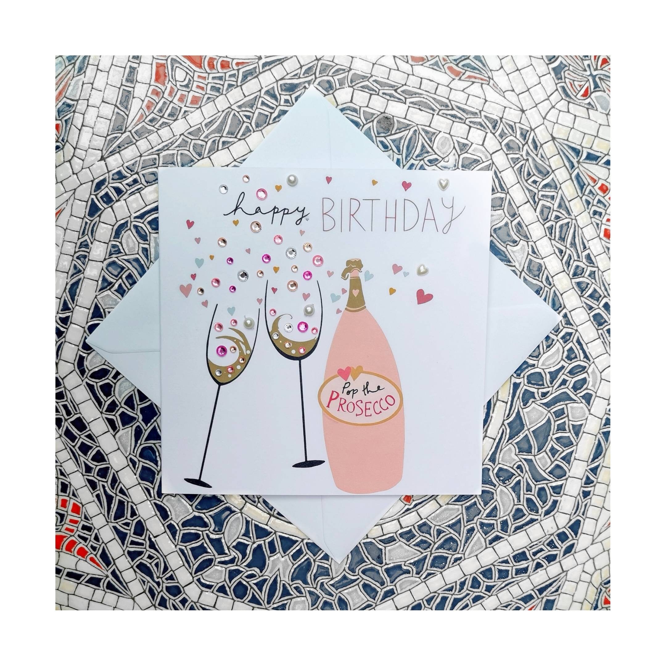 Fun Hand Illustrated Embellished with Gems Prosecco | Etsy