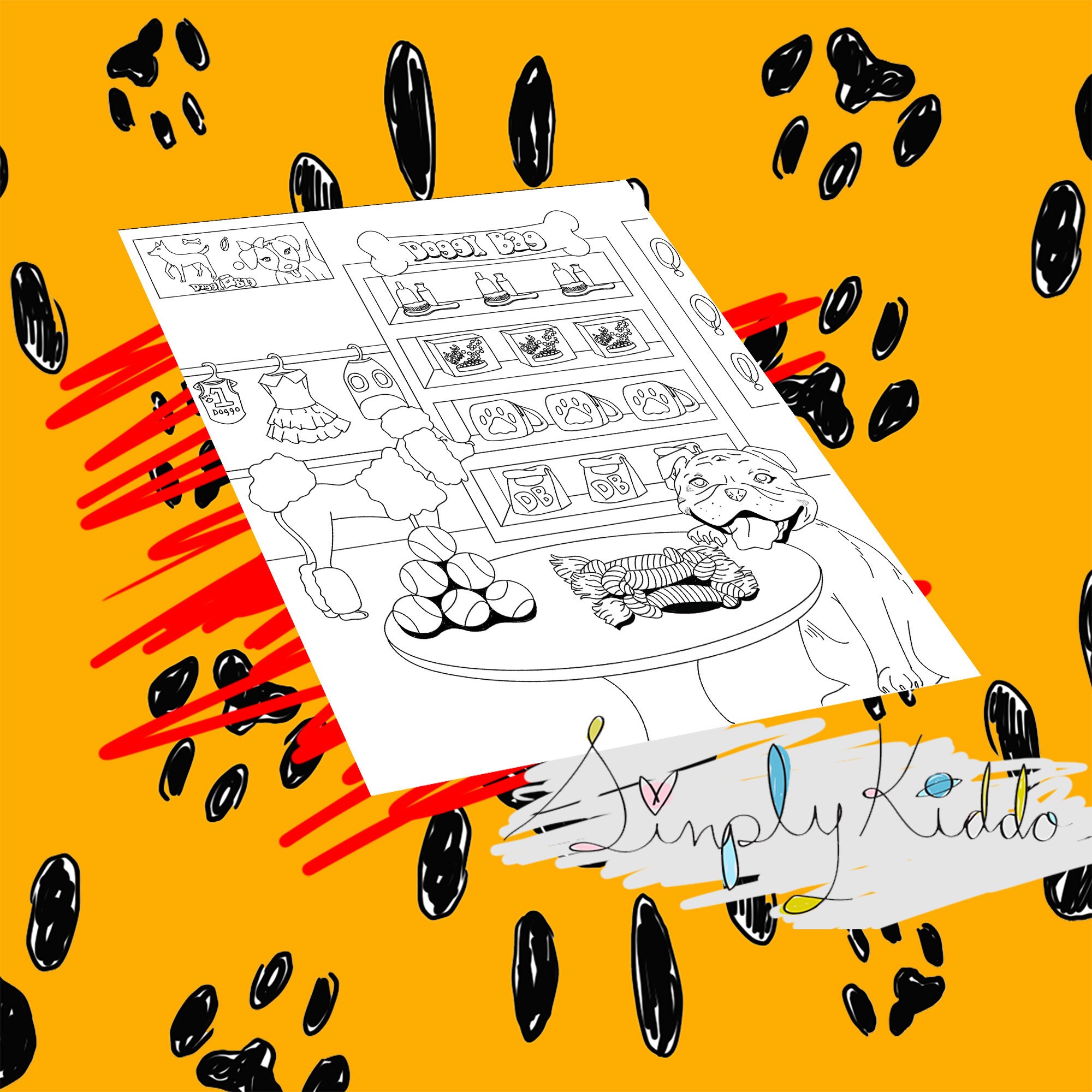 Adorable Dog Shop Coloring Page - Instant Digital Download, JPG - Etsy