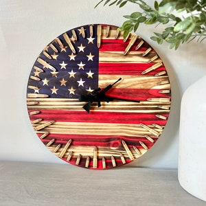 Patriotic American Flag Clock - Faux Ammo Clock - Gifts for Men, Man ...