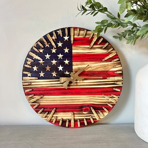 Patriotic American Flag Clock - Faux Ammo Clock - Gifts for Men, Man ...