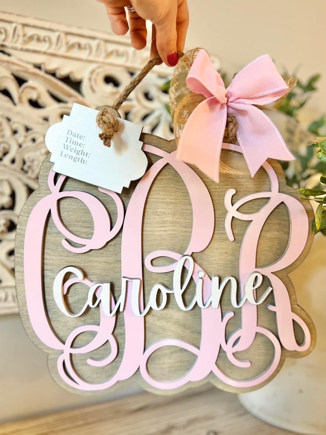 Baby Girl Hospital Birth Stat Sign | Hospital Door Hanger | Newborn ...