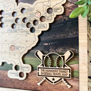 Baseball Travel Map | USA Baseball Fields | Wooden Travel Map for ...