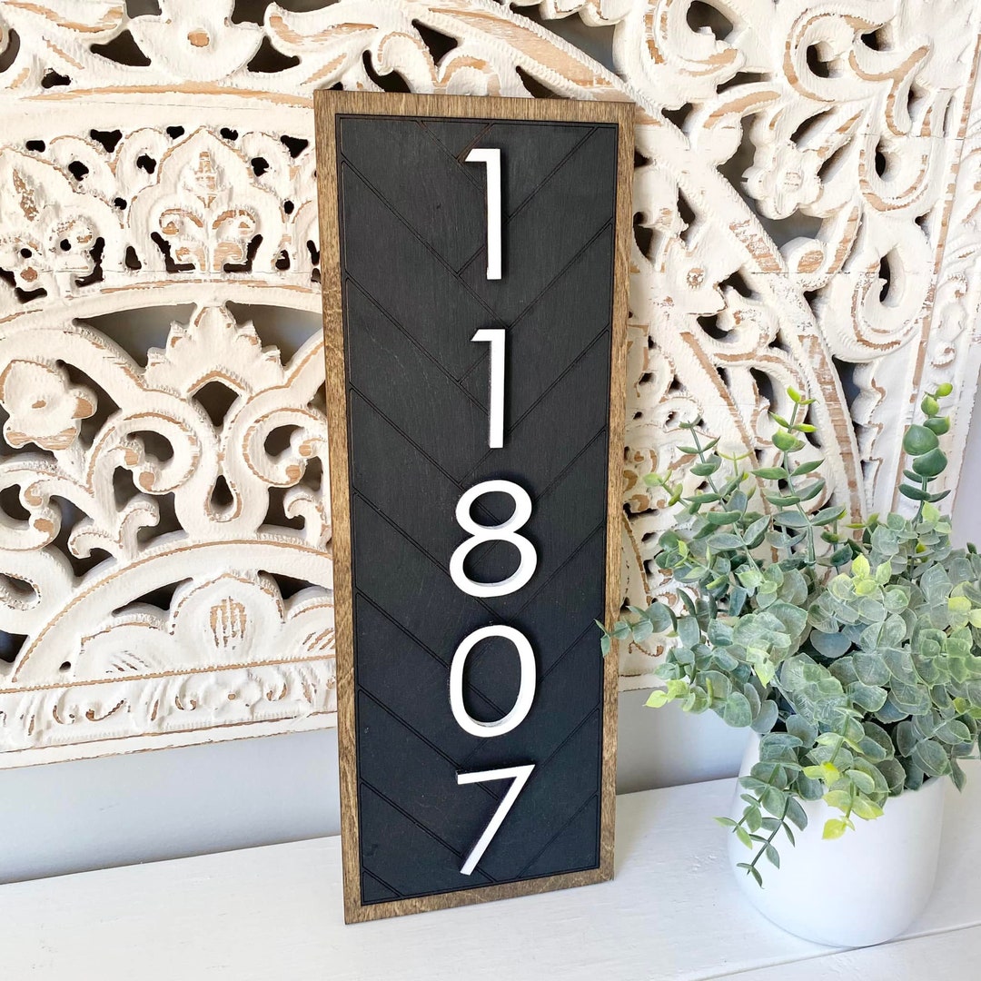 Herringbone Address Sign - Rustic Home Decor - Faux Chevron Sign - Home ...