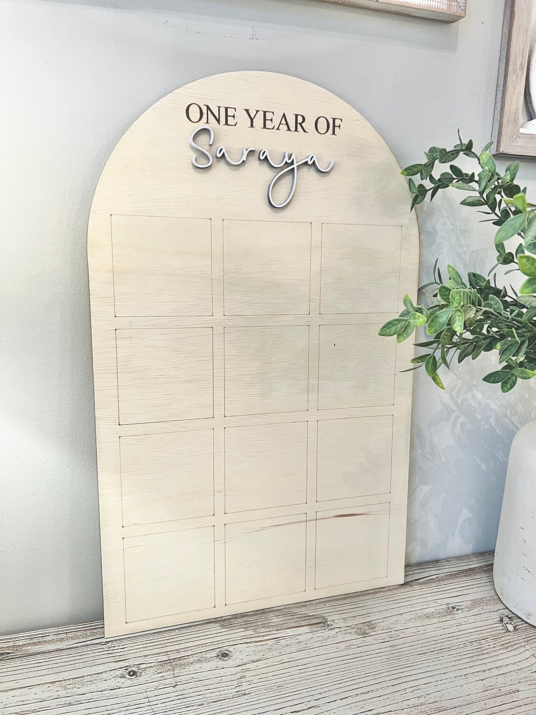 One Year of - Birthday Photo Board - Party Supplies - Wood Photo Memory ...