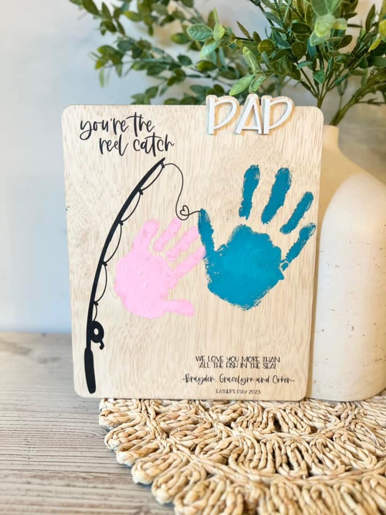 Fathers Day Handprint Sign Handprint Gift for Dad Fathers - Etsy