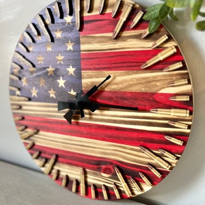 Patriotic American Flag Clock - Faux Ammo Clock - Gifts for Men, Man ...