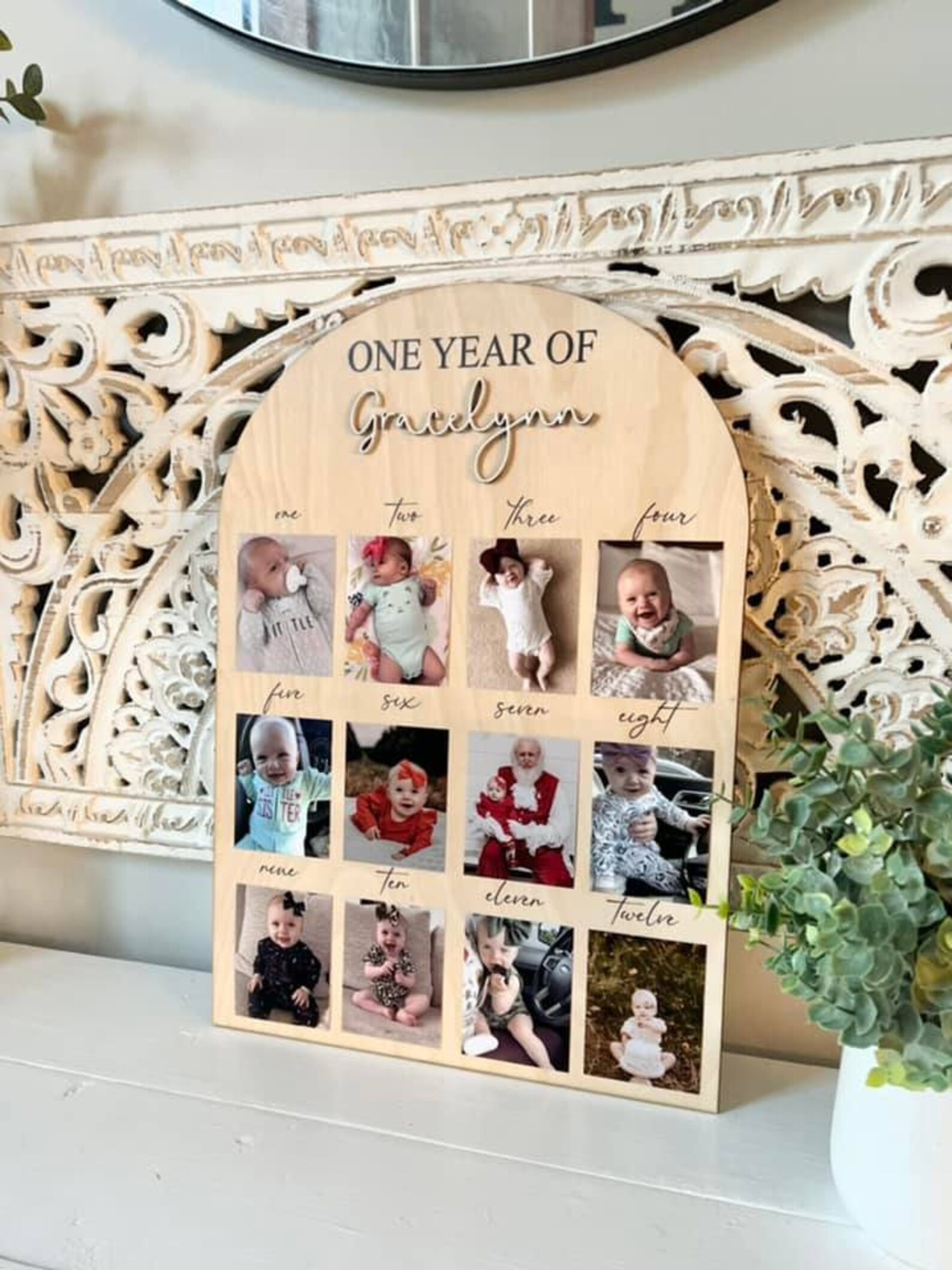 One Year of Birthday Photo Board Party Supplies Wood - Etsy