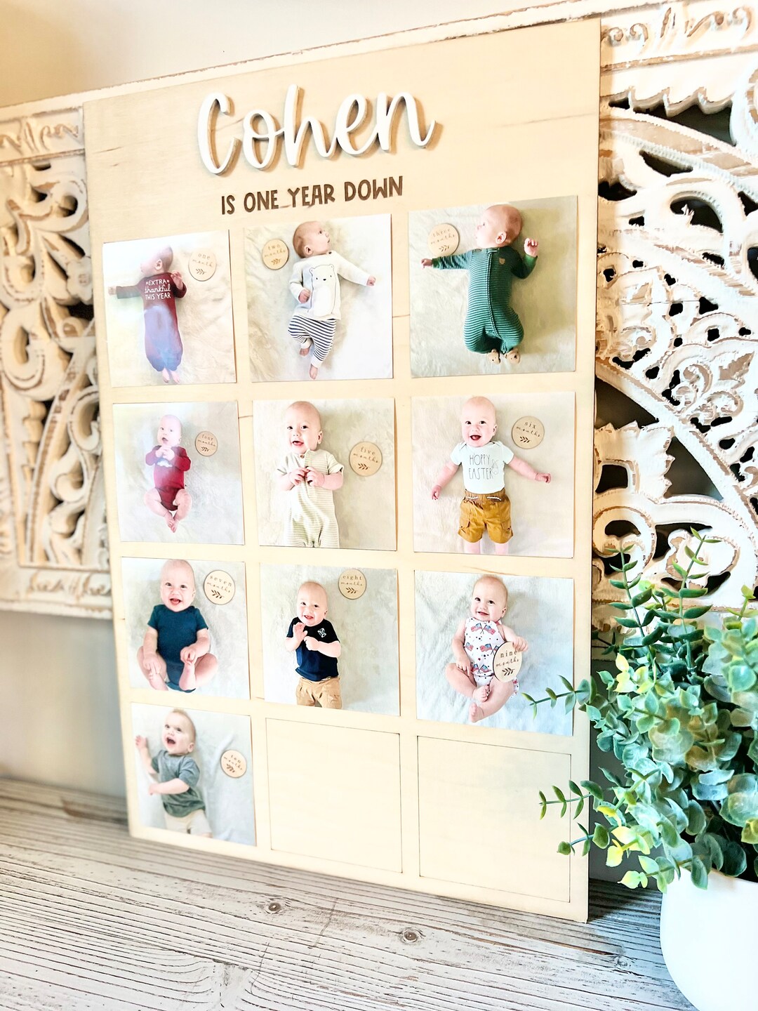 One Year of - Birthday Photo Board - Party Supplies - Wood Photo Memory ...