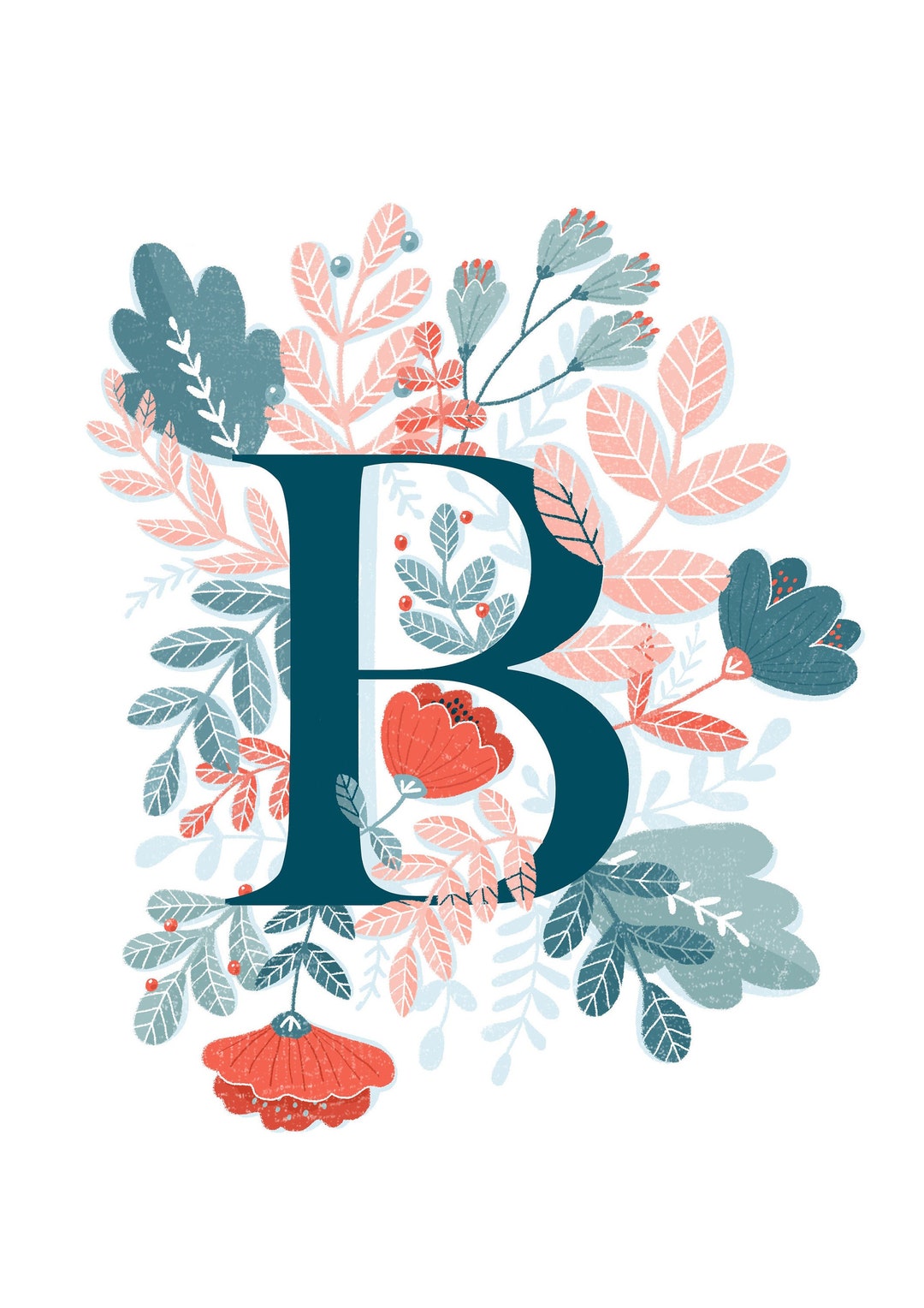 Floral Alphabet Letter Print - Etsy