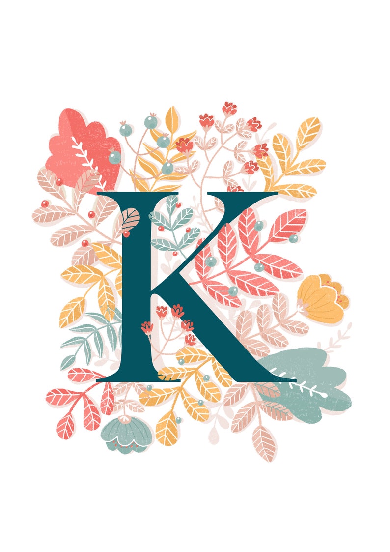Floral Alphabet Letter Print - Etsy