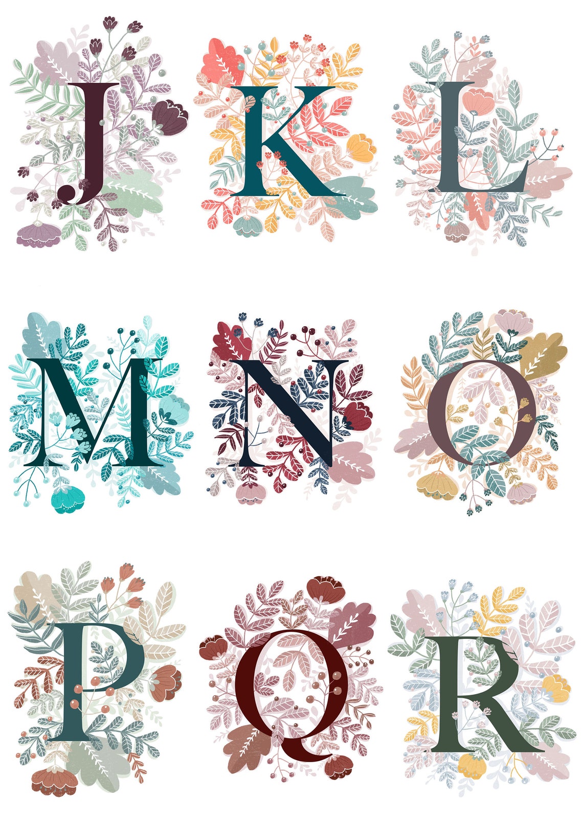 Floral Alphabet Letter Print - Etsy