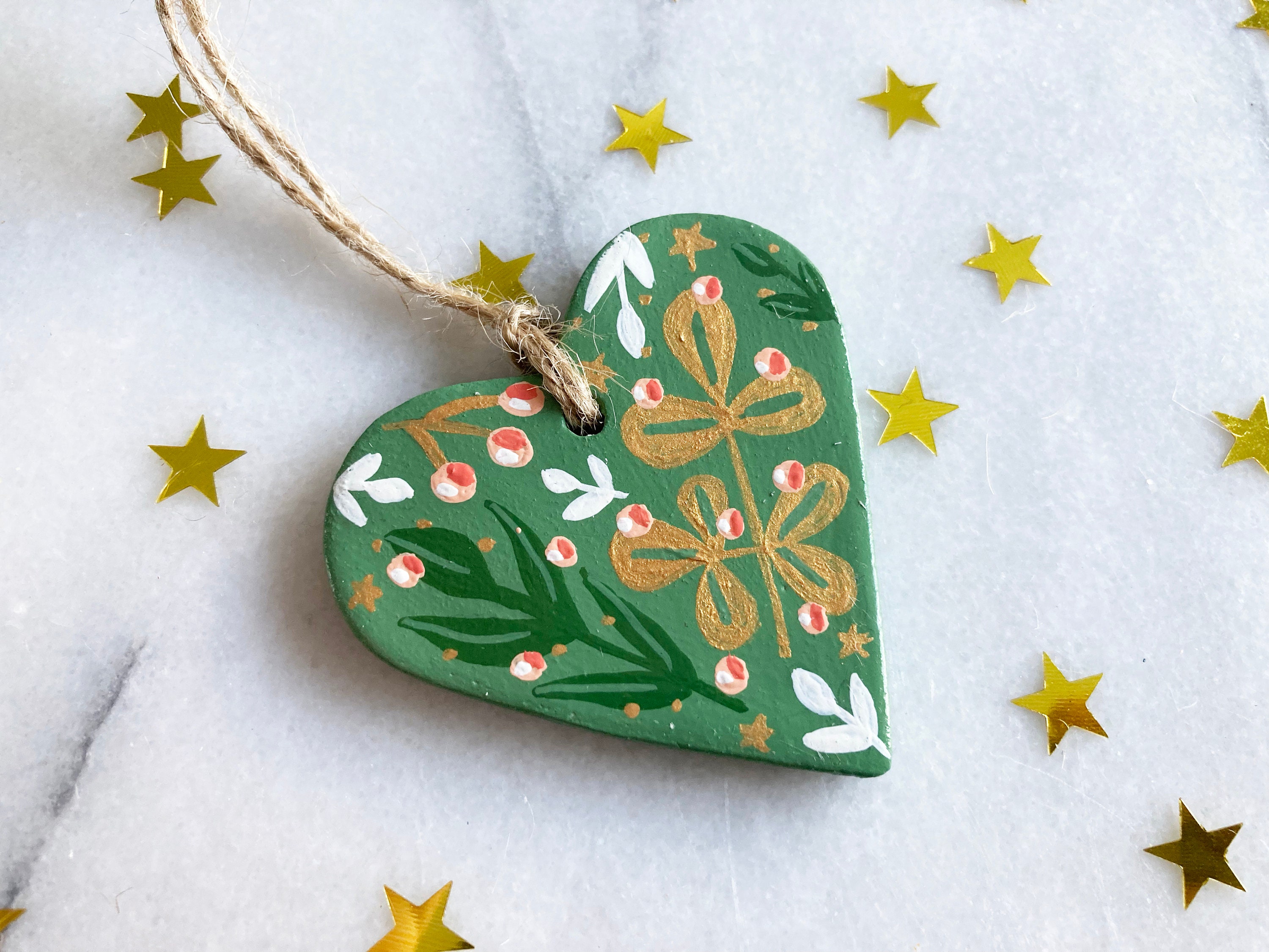 Hand Painted Heart Shaped Christmas Tree Decoration - Etsy