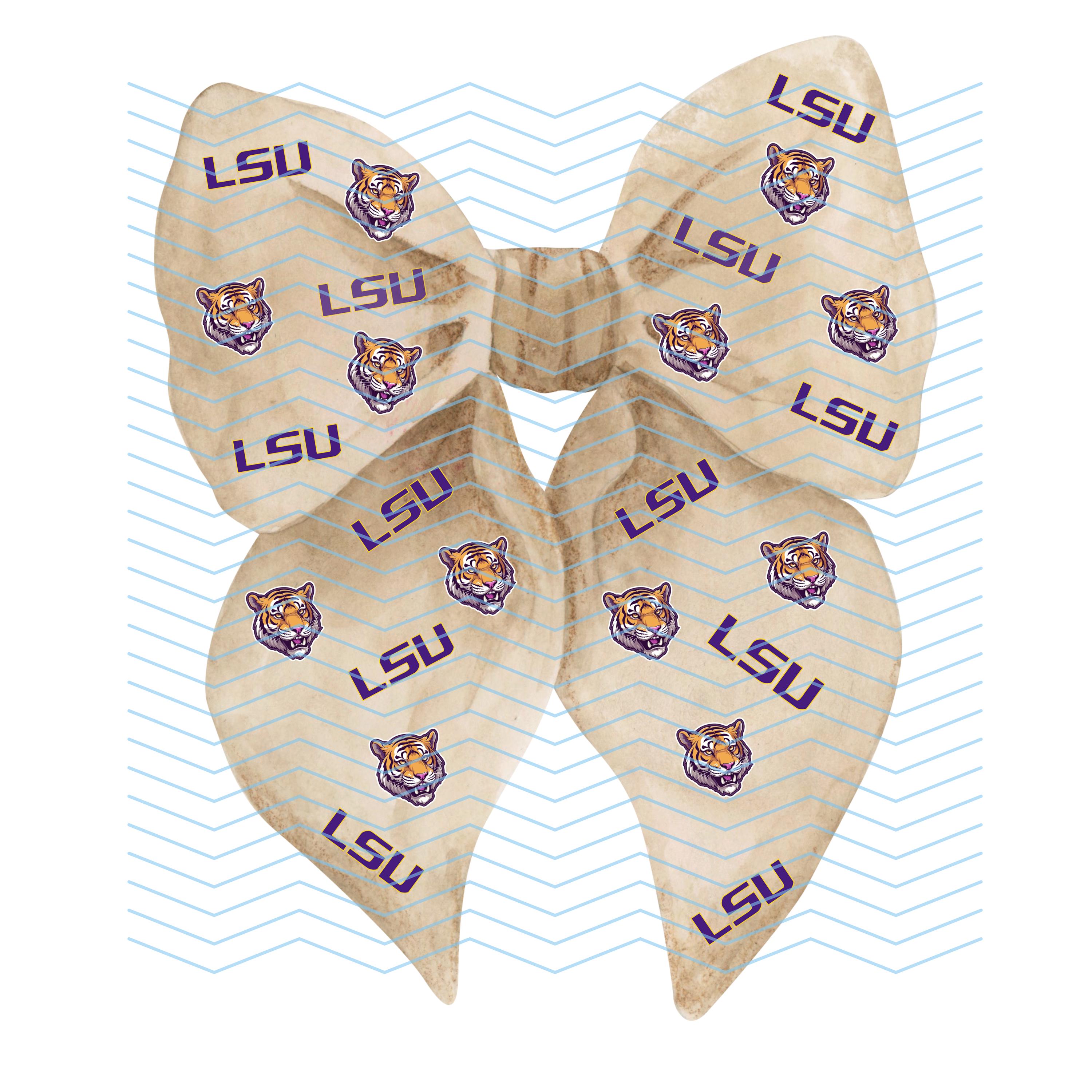 LSU Watercolor Football Bow PNG - Etsy