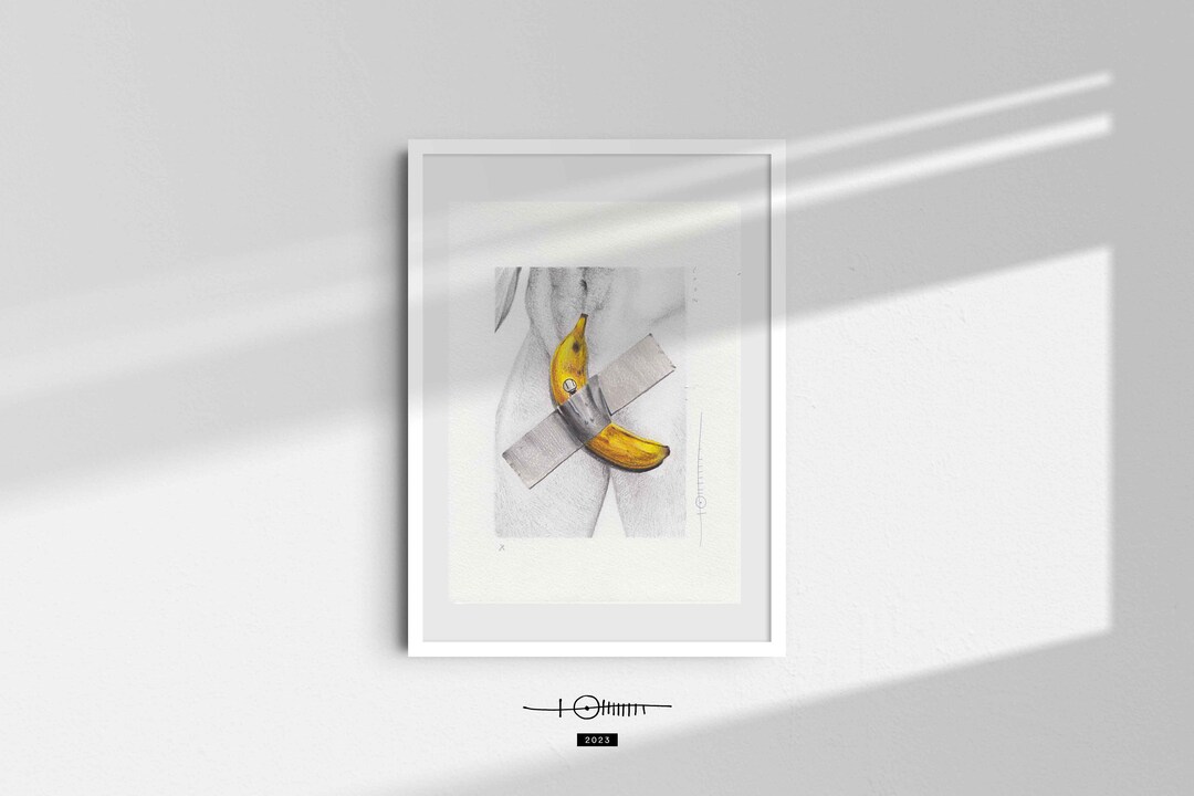 A5 ORIGINAL Drawing, Diversion Maurizio Cattelan, Soun & the Comedian ...