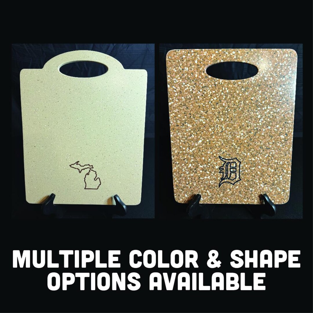 Square Corian Cutting Board With Michigan & Detroit Shape Engraved ...