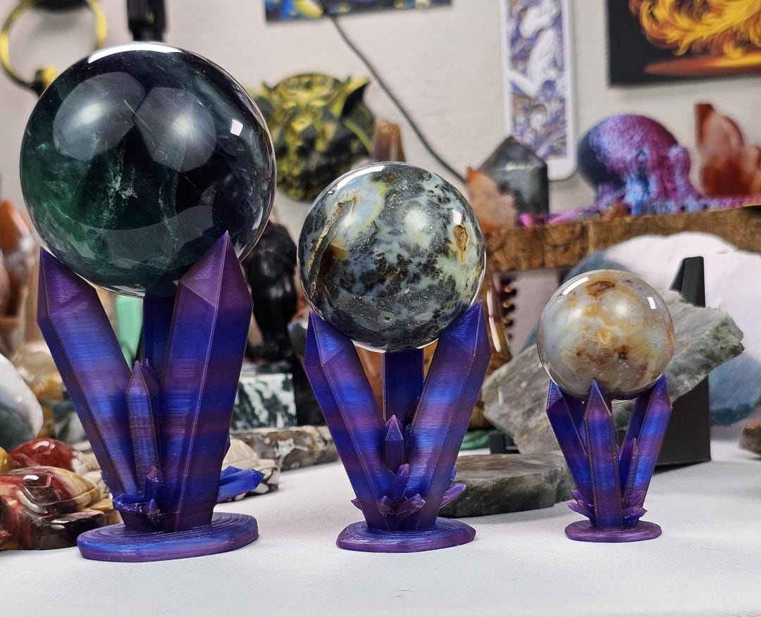 Crystal Sphere Stands, 3D Printed Sphere Holder for Crystals, Purple ...