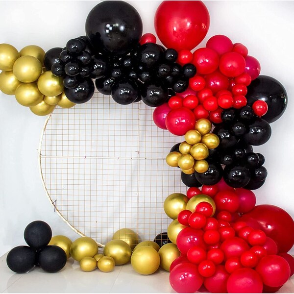 Red and Gold Balloon Garland - Etsy