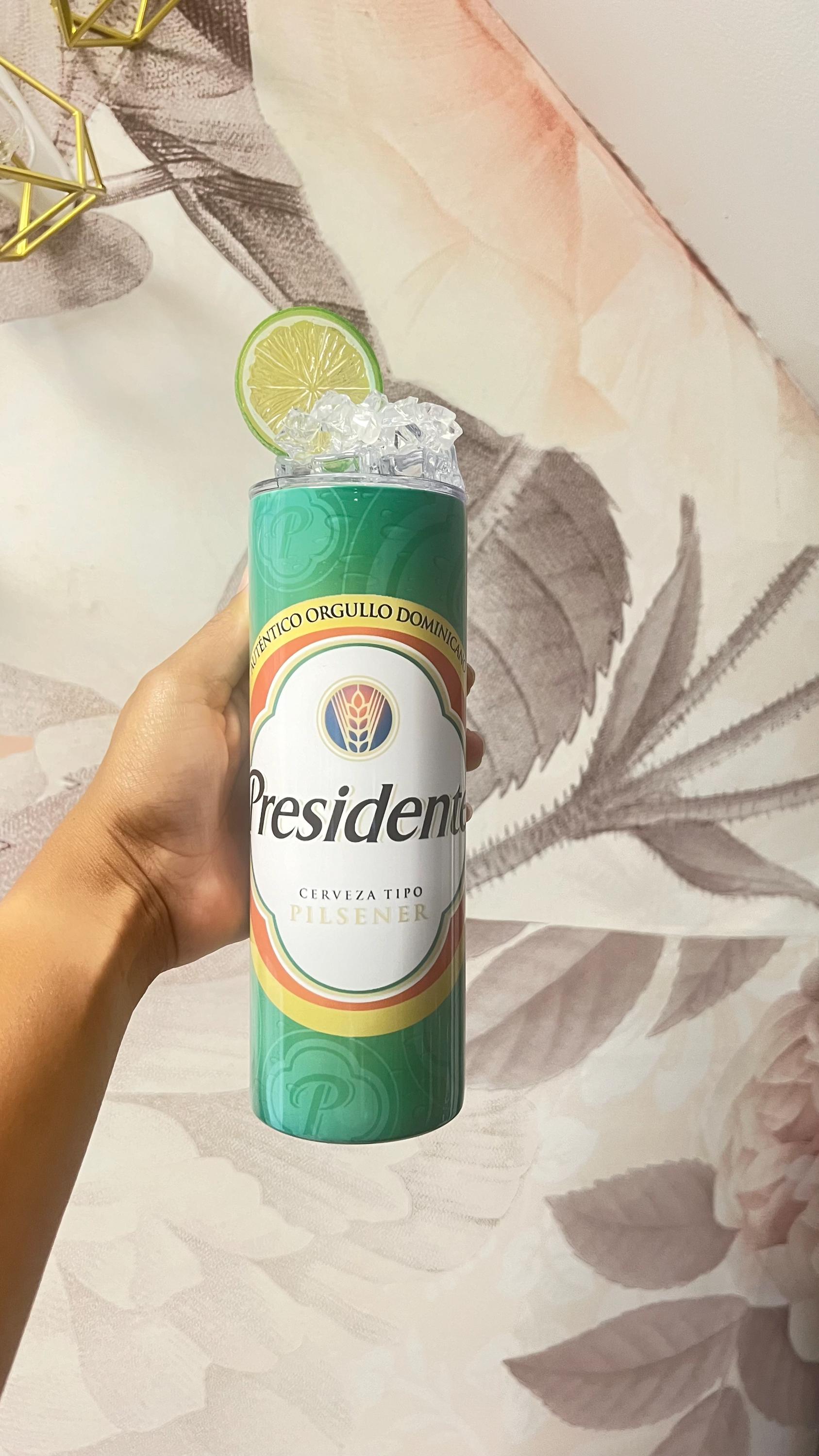Presidente Beer Skinny Tumbler, Dominican Republic Iconic Beer, Cerveza ...