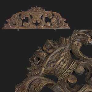 Antique French Hand Carved Floral Salvaged Pediment, French Home Decor ...