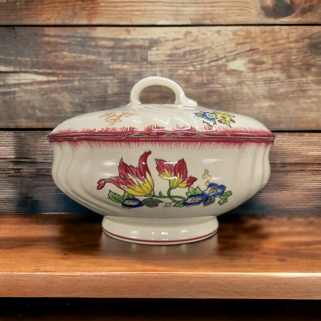 Antique French LONGWY Soup Tureen / Soupiére With Lid Hand Painted ...
