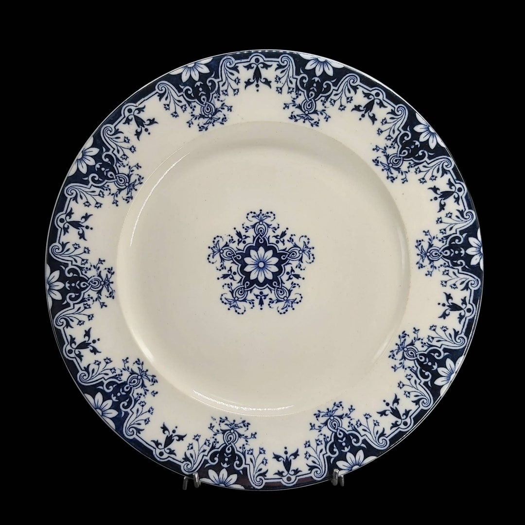 Antique Jules Vieillard Bordeaux Blue Rouen Ironstone Plate | Blue ...