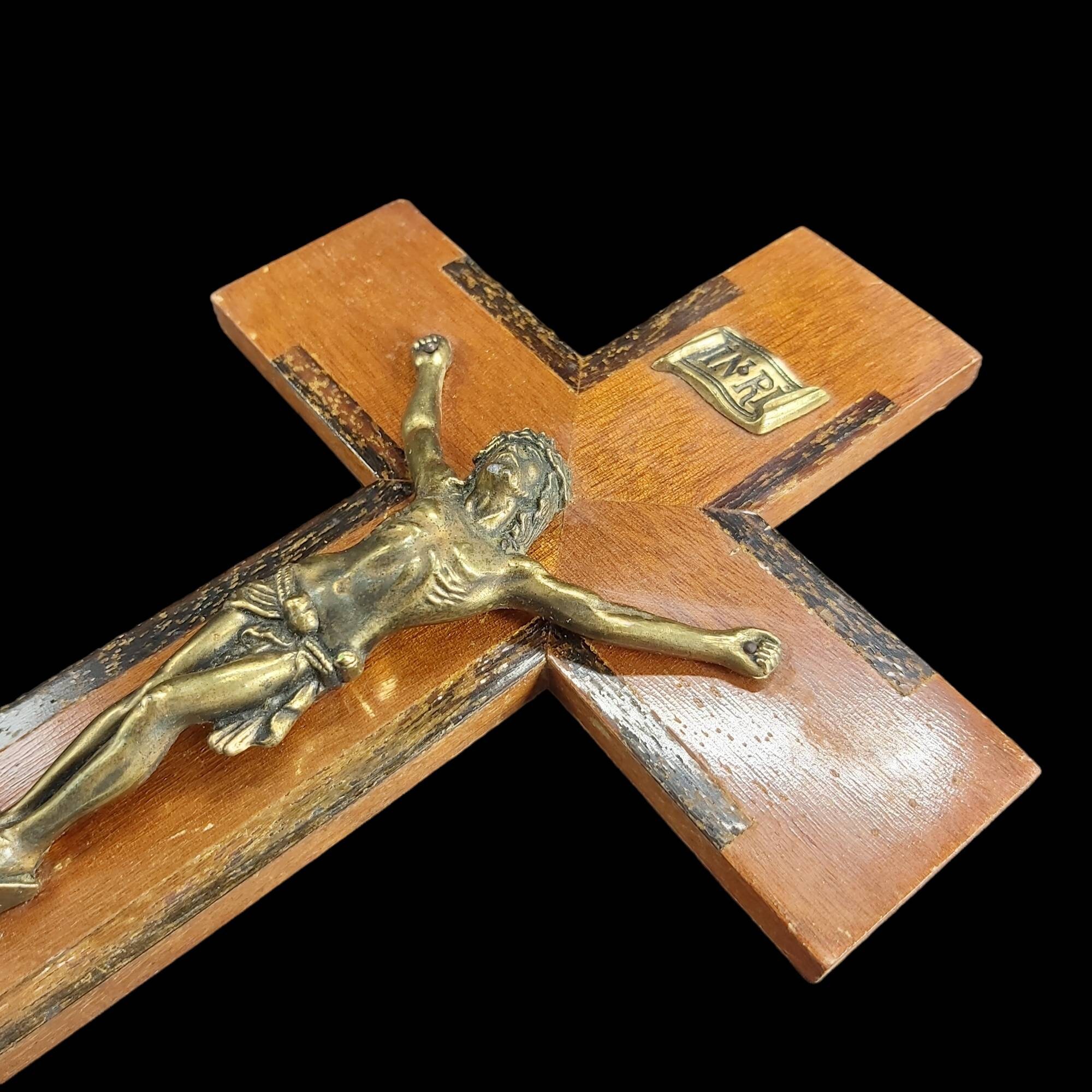 Vintage French Normandy 1940s Crucifix With Gold Toned Christ - Etsy