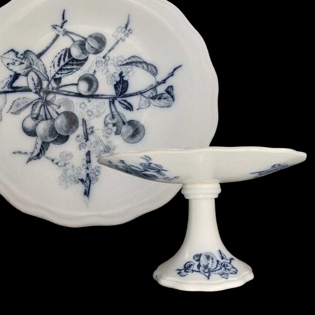 Antique Victorian Slate Blue Compotier | Cake or Pie Stand From Brown ...