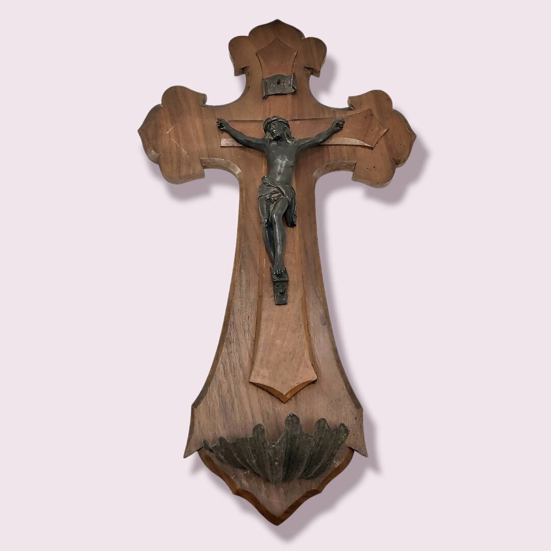 Large Vintage French Normandy Crucifix With Holy Water Font - Etsy
