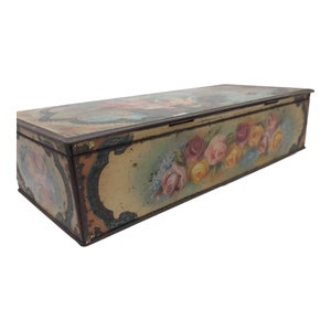 Vintage French Lovers Hinged TIN Art Nouveau Style Box, Cupid, Lovers ...
