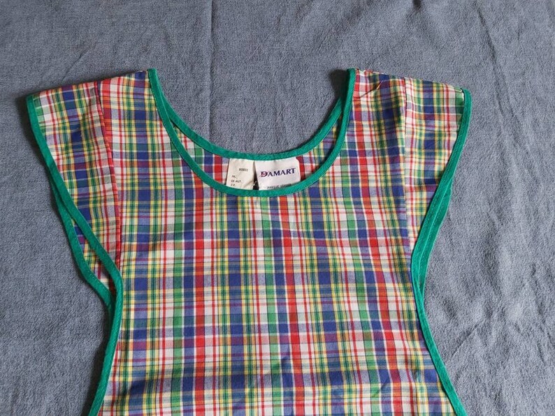 French Vintage Pinny Apron Checked Fabric Damart Size S - Etsy