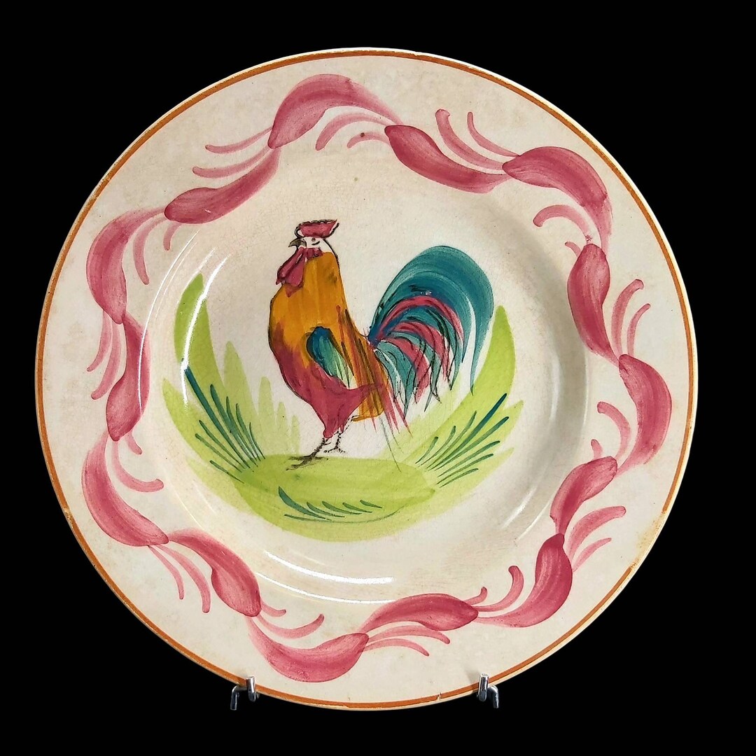 Antique French Cockerel Rustic Soup Plate From Nevers, French Faience ...