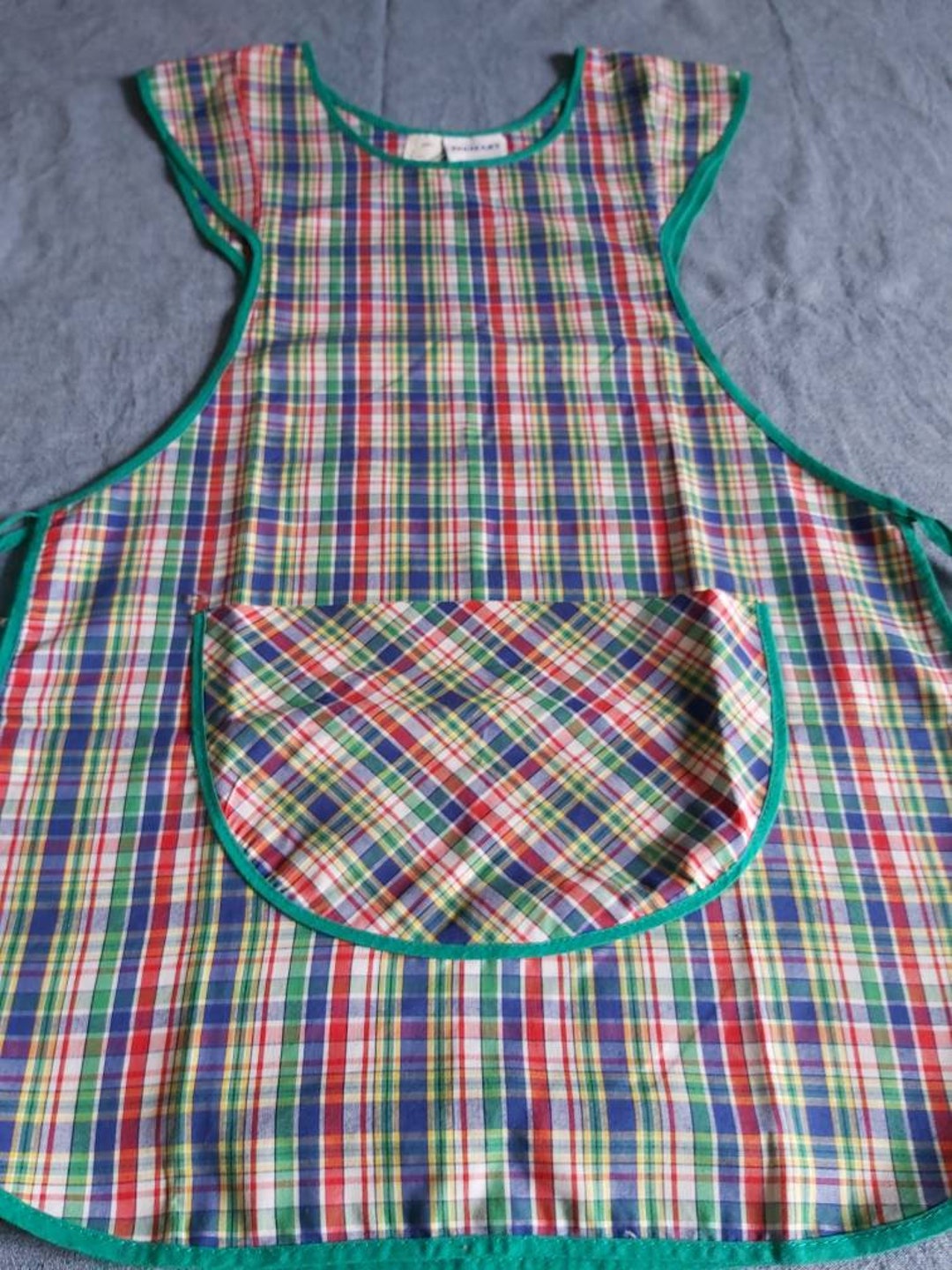 French Vintage Pinny Apron Checked Fabric Damart Size S - Etsy