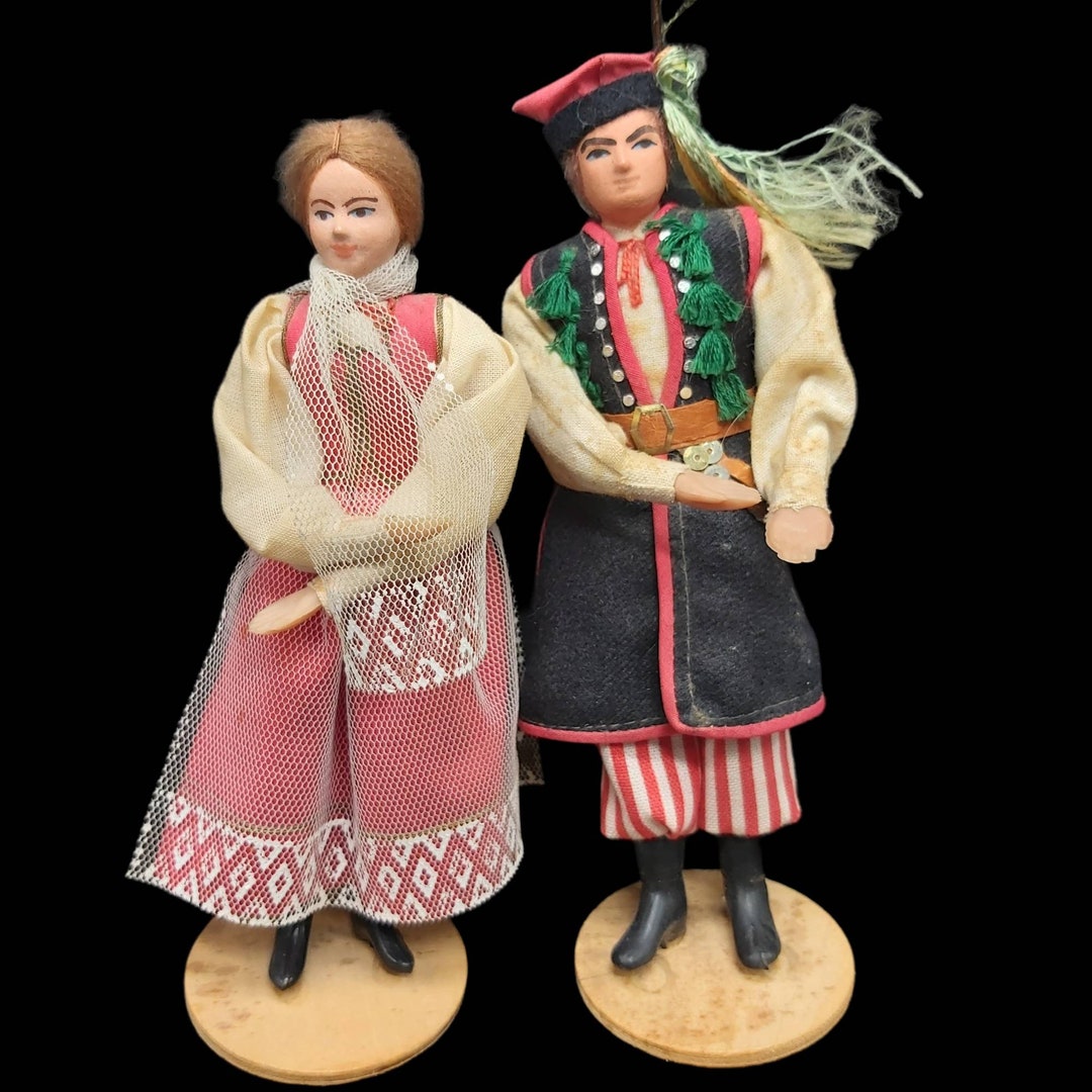 Polish Folk Dolls, Polish Couple Dolls, Krakow Attire, Vintage Handmade ...