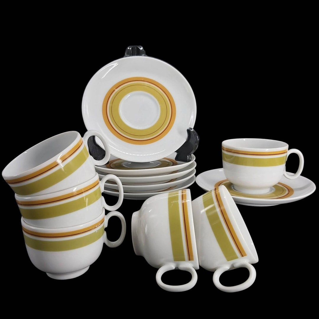 Beautiful Set of 6 1970s Winterling Muhlbach Porcelain Coffee Cups With ...