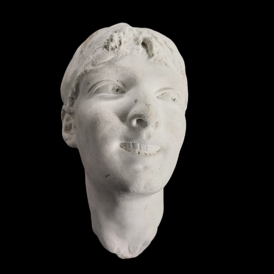 Antique French Plaster Cast Head | 1920s Plaster Mask | Wall Mounted Antique French Plaster Head ...