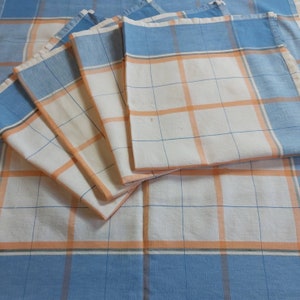 Traditional Vintage French Rustic Checkered Large Square Napkins ...