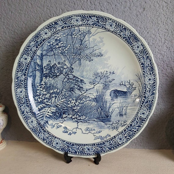 Antique Large Delft Blue Plate Dutch Winter Decor Delft - Etsy